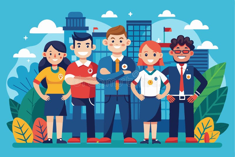 The Team Poses Together in a Vibrant Flat Design, Showcasing Unity and ...