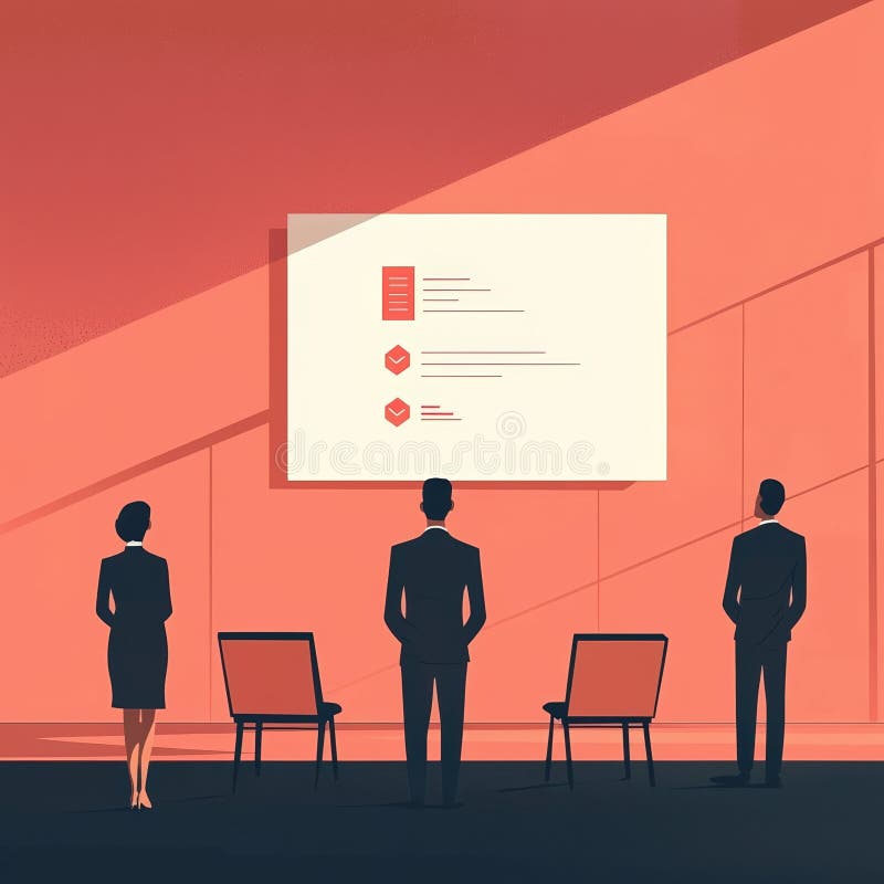 Team Presentation in Modern Office Setting Stock Illustration ...