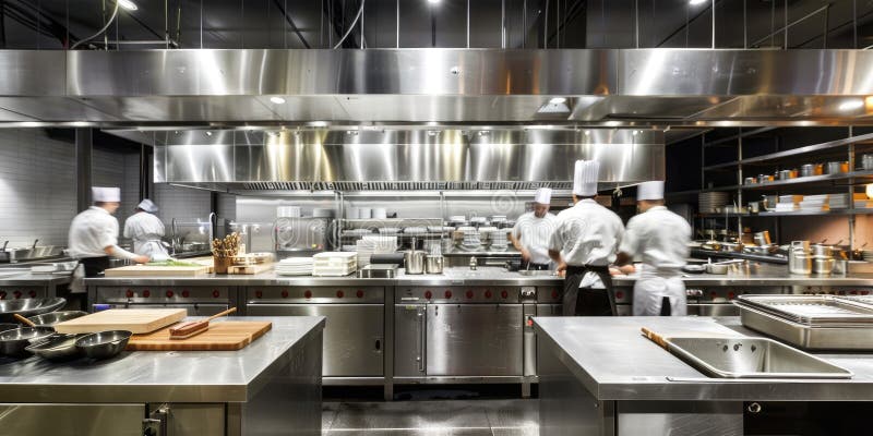 A Team of Professional Chefs is Operating in a Fastpaced Commercial ...