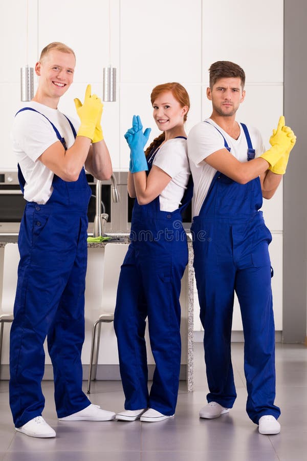 Team of Cleaners Cleaning Room Stock Image - Image of ginger, group ...