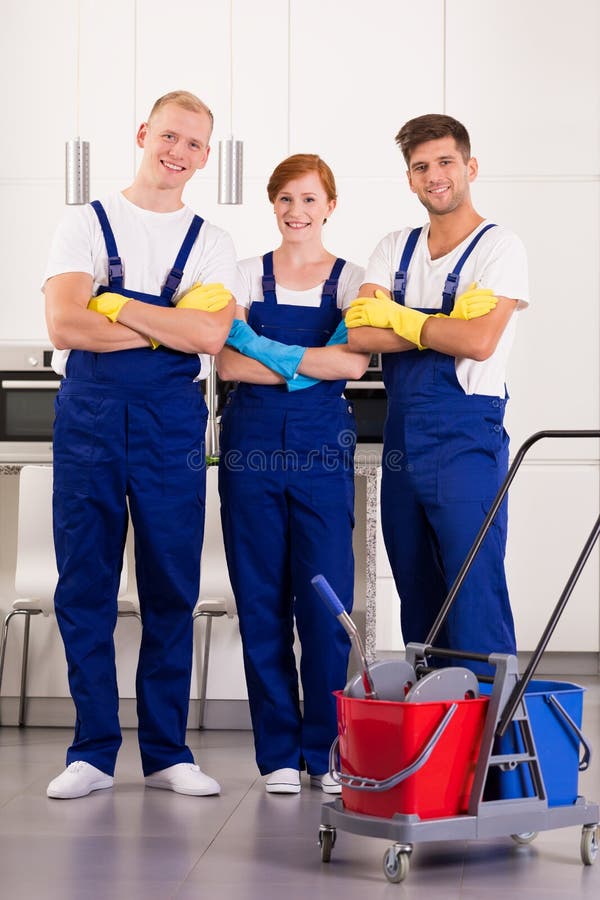 Team of Cleaners Cleaning Room Stock Image - Image of ginger, group ...