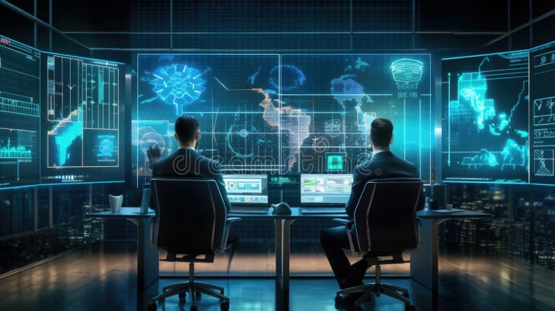 Team of Professional Computer Data Science Engineers Work on Desktops ...