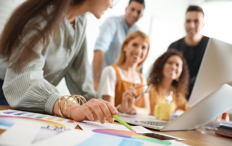 Team of Professional Designers Working in Office Stock Image - Image of ...