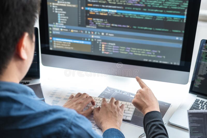Professional Developer Programmer Working a Software Website Design and ...