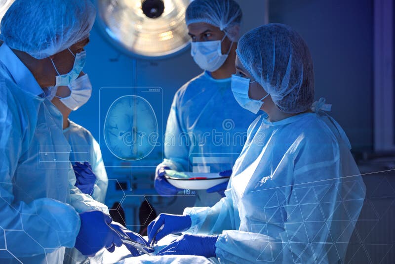 Team of Professional Doctors Performing Operation in Surgery Room and ...