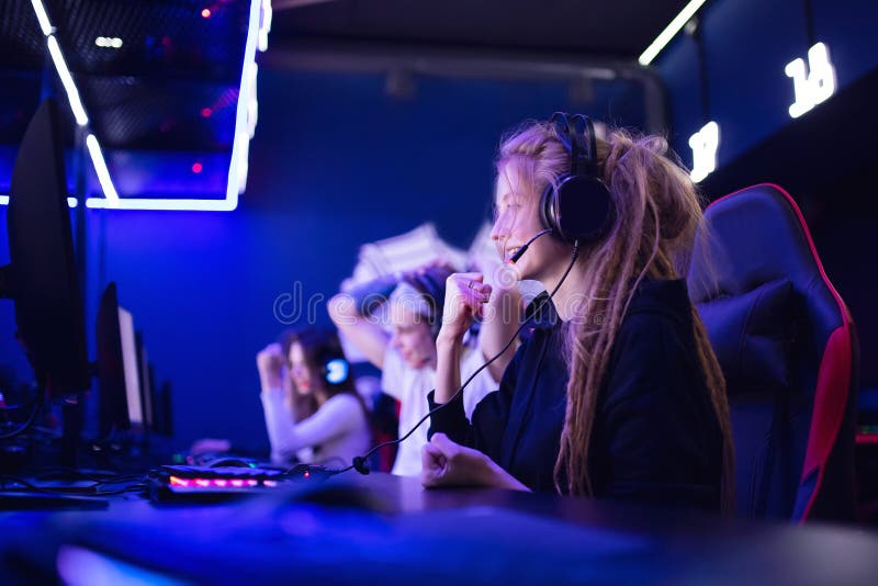 Team Professional Gamer Playing Winning Tournaments Online Games ...