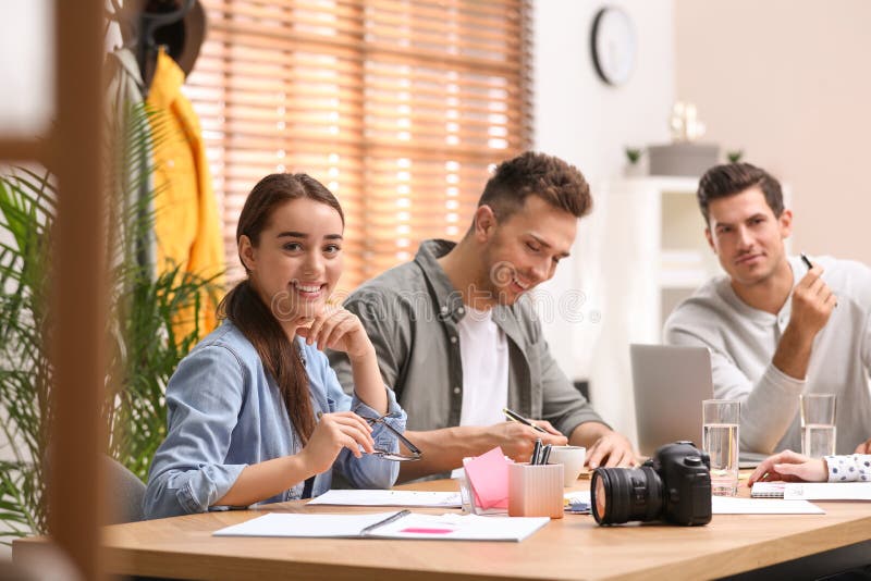 Team of Professional Journalists Working Stock Image - Image of finance ...