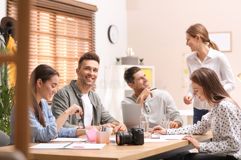 Team of Professional Journalists Working Stock Image - Image of hipster ...