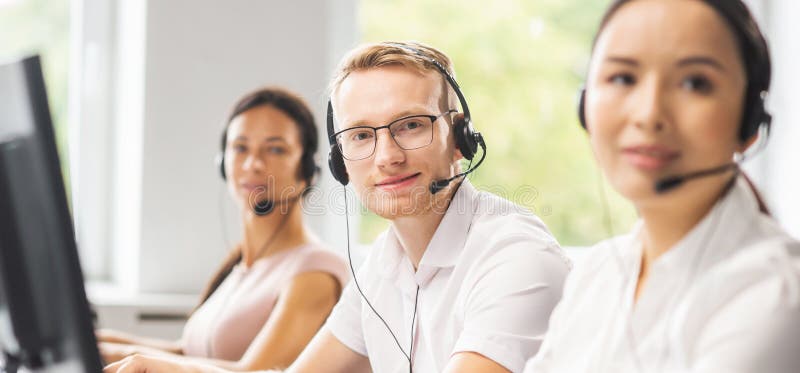 Team of Professional Support Staff Working in the Office. Colleagues in ...