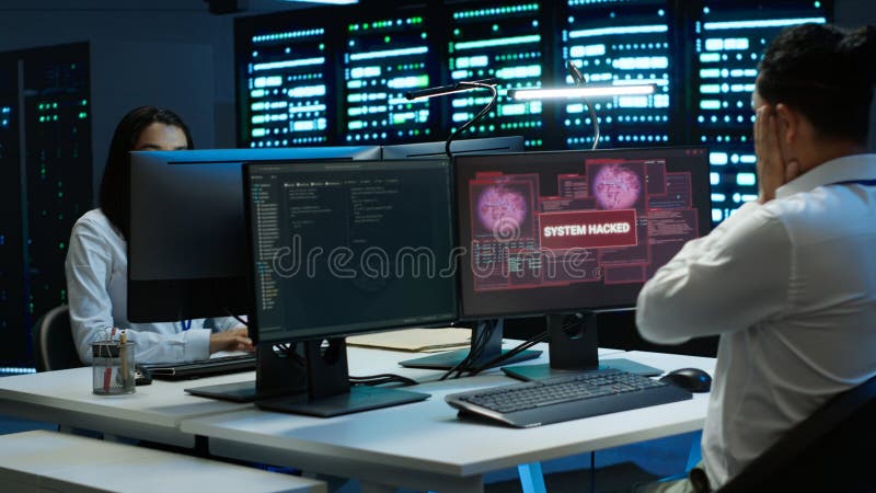 Team of Programmers in Server Hub Trying To Protect Hardware from Hacker Stock Photo - Image of ...
