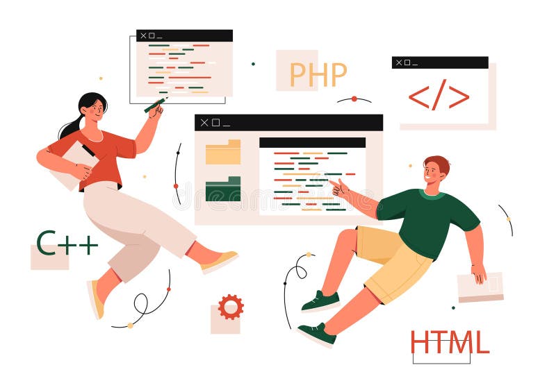 Team of programmers stock vector. Illustration of remote - 274666347