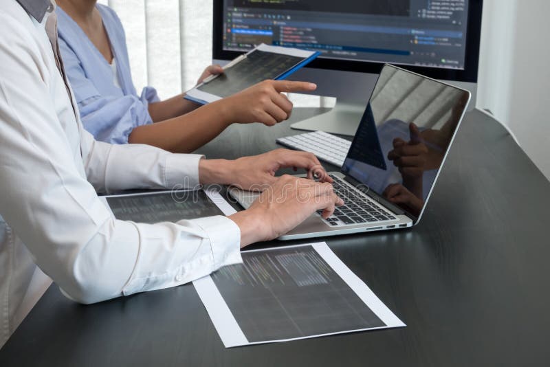 Team of Programmers Working with Computer Programming, Professional ...