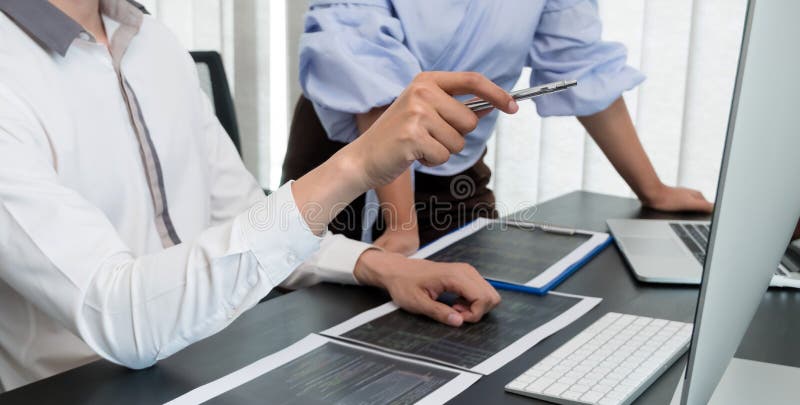 Team of Programmers Working with Computer Programming, Professional Development, and Coding ...
