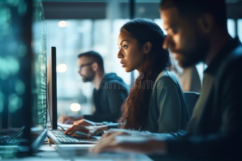 Team Of Programmers Working On Project In Office Software Development Stock Illustration