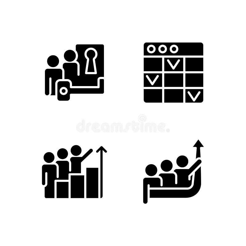Team Project Black Glyph Icons Set on White Space Stock Vector ...