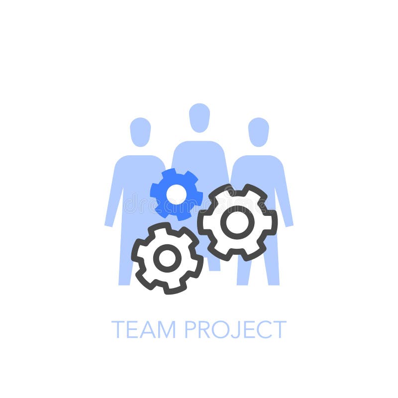 Team Project Symbol with a Group of People and Process Cogwheels Stock ...