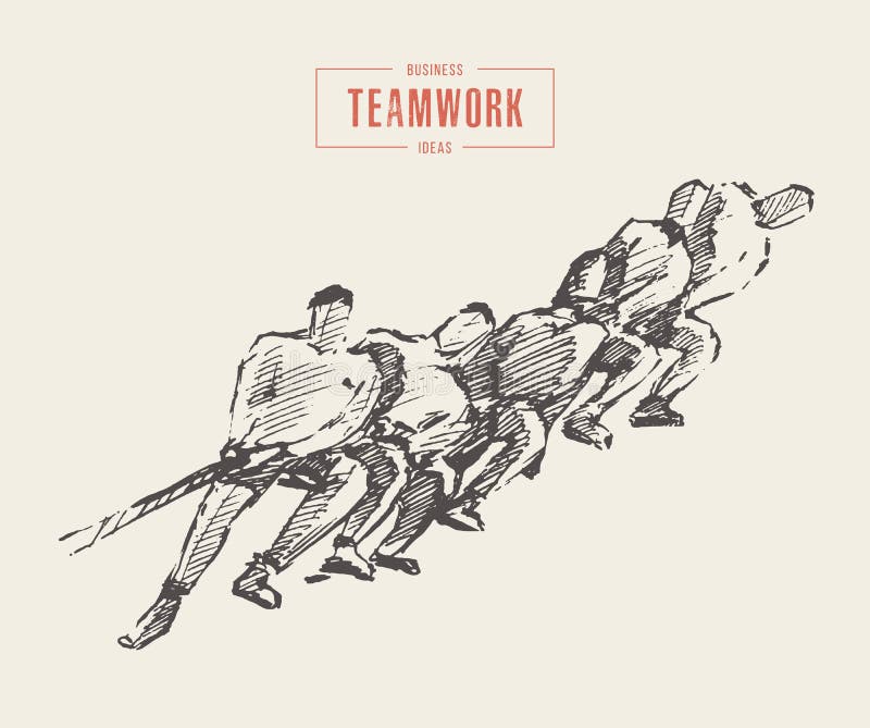 Team Of Men Pulling Together Stock Vector - Illustration of vector ...