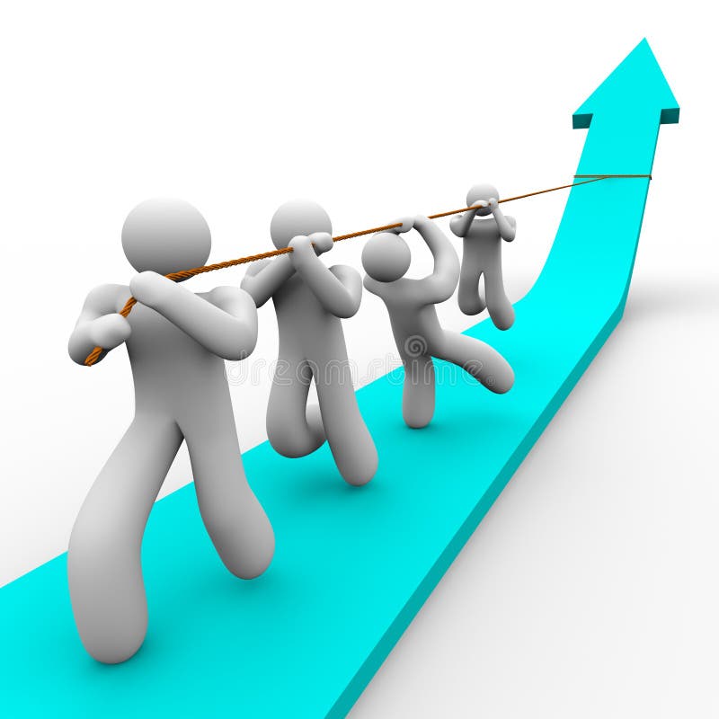 Team Pulling Up an Arrow stock illustration. Illustration of market ...