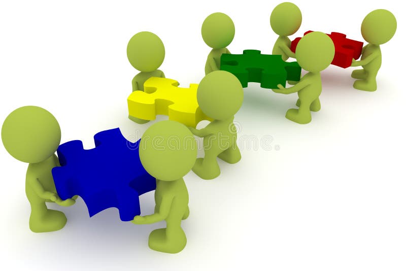 Team with Puzzle stock illustration. Illustration of character - 17890561