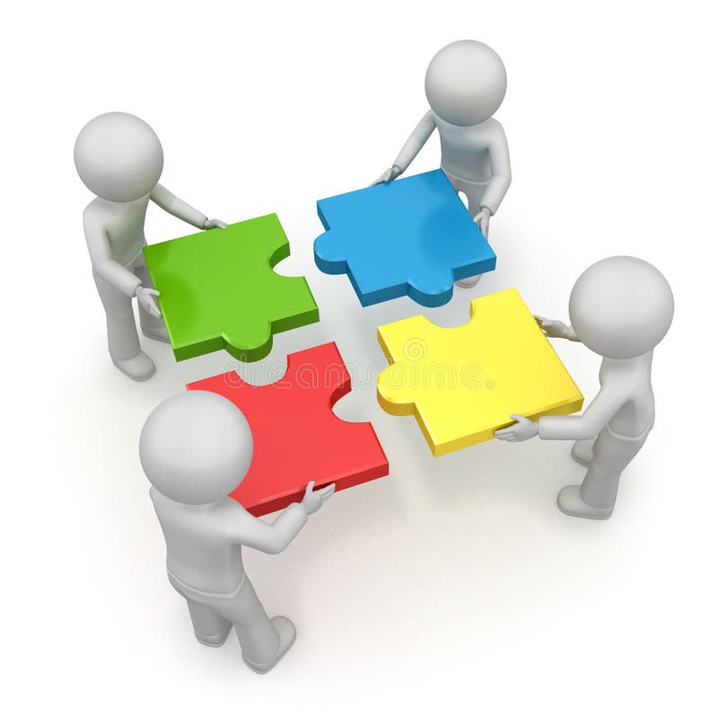 3d People Team Group on Round Concept Teamwork Puzzle Stock ...