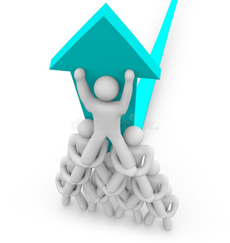 Team Pyramid Pushing Up Arrow Stock Illustration - Illustration of ...