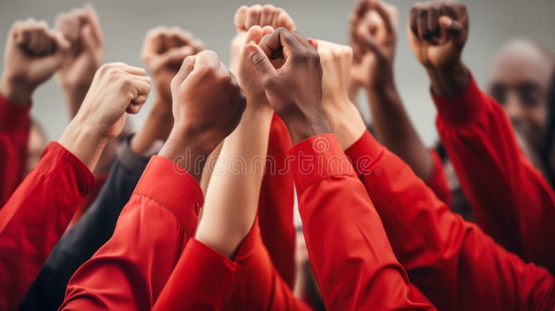 Team Raised Their Hands Up Celebrating Victory Success Generative Ai ...