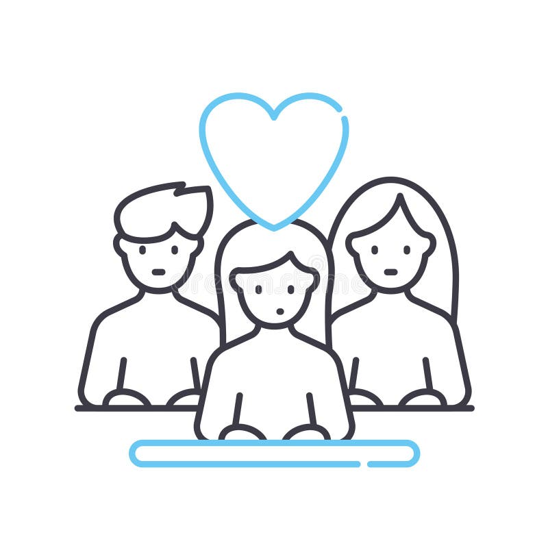 Team Relationship Line Icon, Outline Symbol, Vector Illustration ...