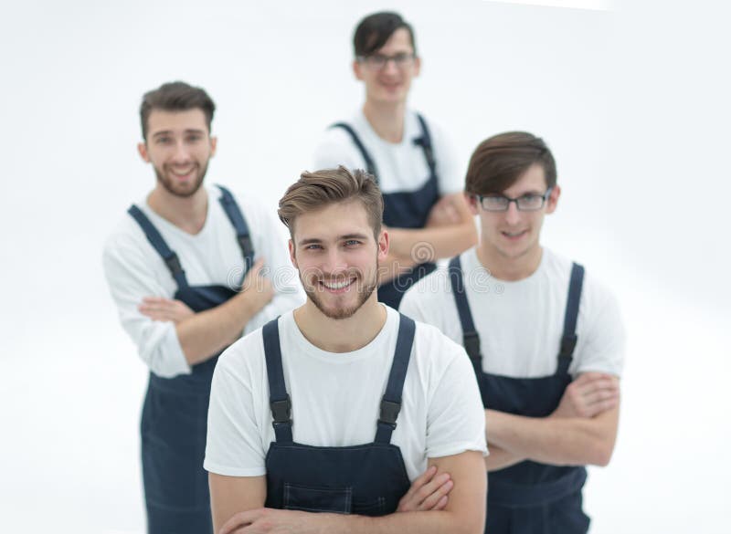 The Team of Responsible Movers and Their Smiling Leader Stock Image ...