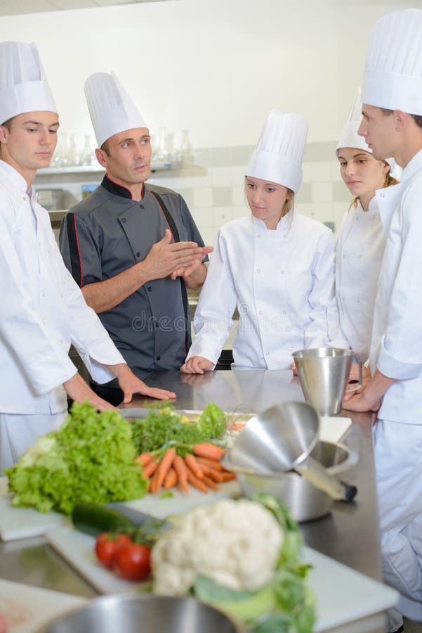 Chef Team in Restaurant Kitchen Working Together Stock Image - Image of ...