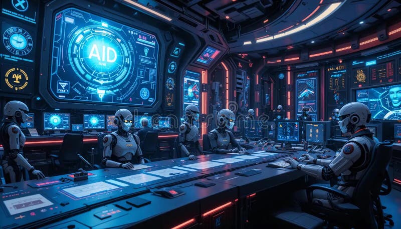 Innovative Teamwork in a Futuristic Office Focused on Business Strategy ...