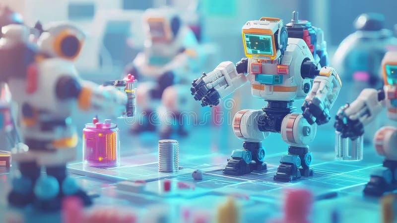 A Team of Robots Collaborating on a Technological Project in a ...