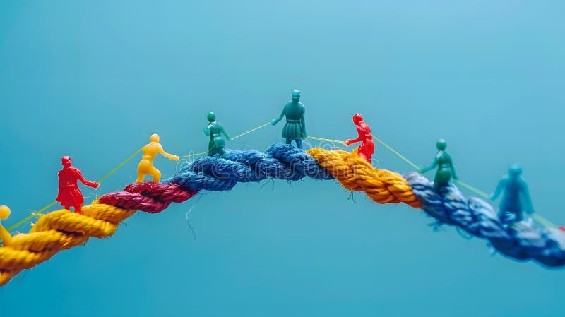 Colorful Knotted Ropes Symbolizing Unity and Teamwork Stock Photo ...