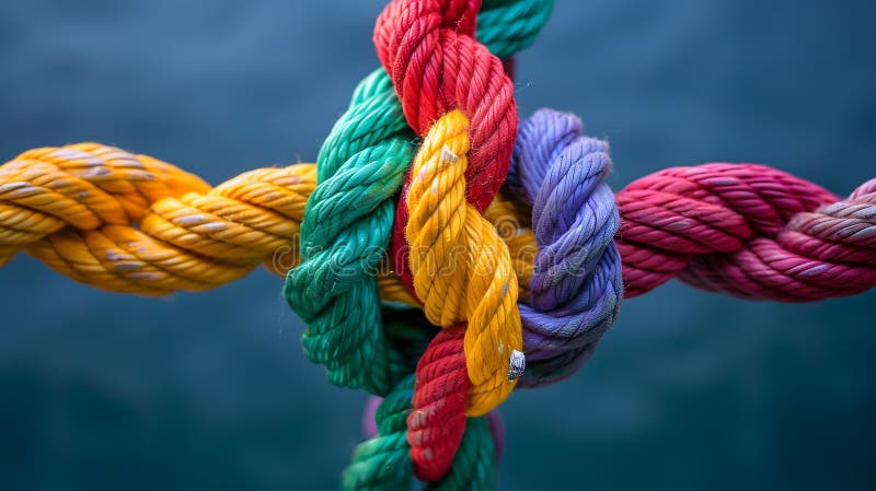 Colorful Knotted Ropes Symbolizing Unity and Teamwork Stock Image ...