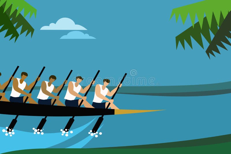 A Team Rowing in the Boat Race Stock Vector - Illustration of vector ...