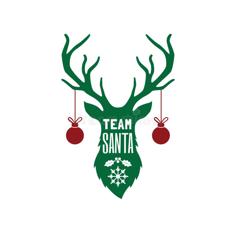 Team Santa Funny Greeting Text on Deer Silhouette Vector Christmas ...