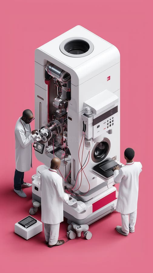 Team of Scientists Operates Advanced Laboratory Equipment on Pink ...