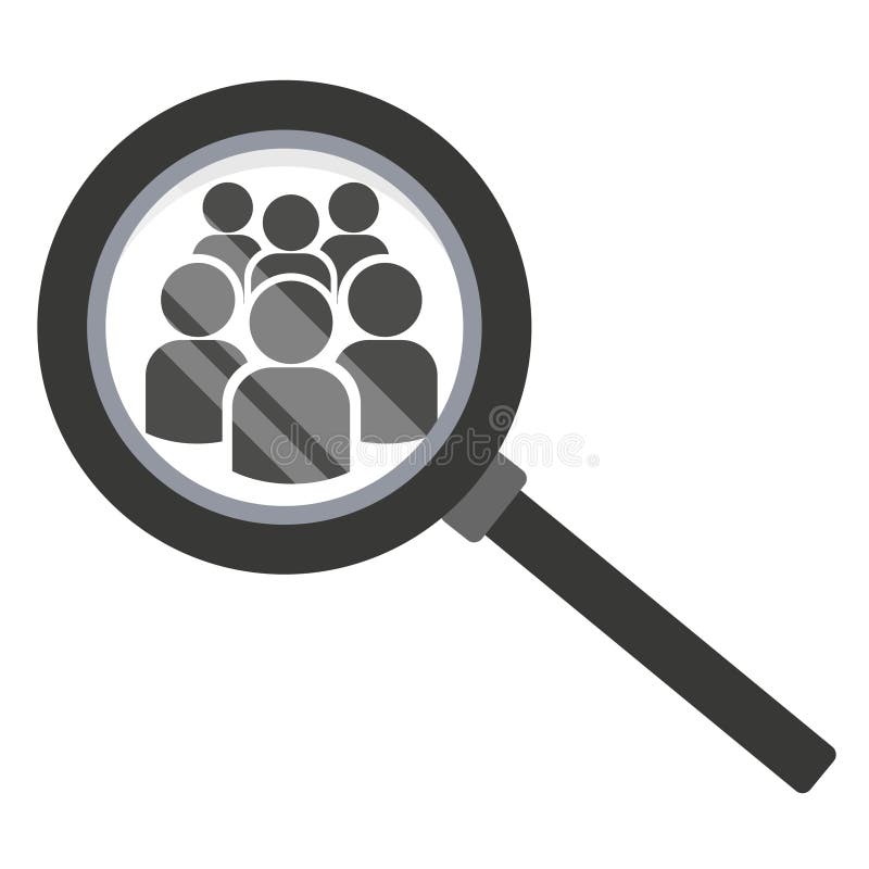 Team Search Icon. Look at People Under a Magnifying Glass Stock ...