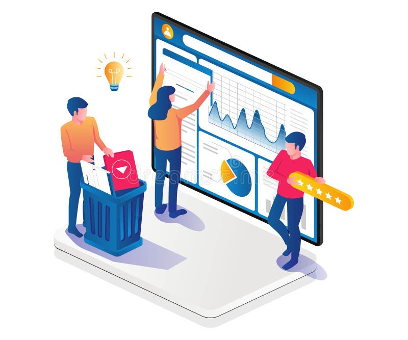 The Team is Selecting the Best Data for Web Design Stock Illustration ...