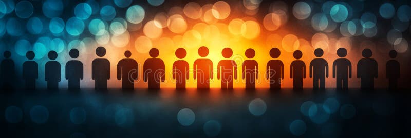 Team Silhouette, Business Service Teamwork Banner Blurred Bokeh ...