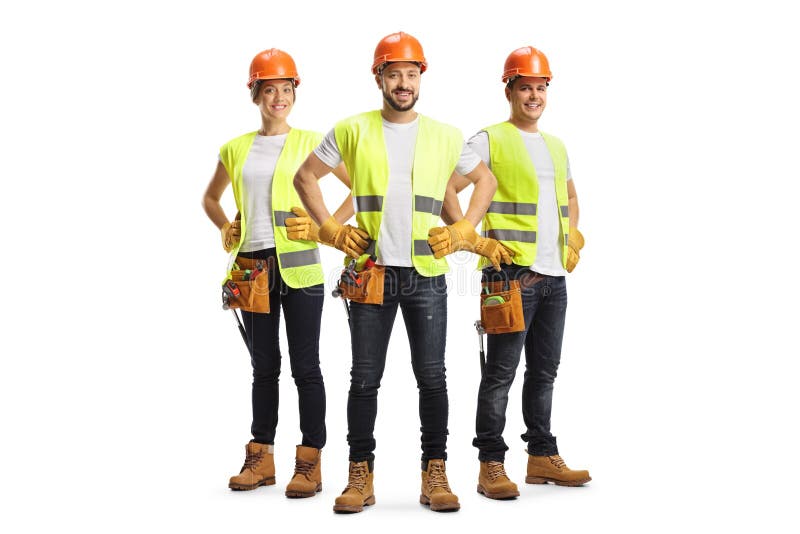 Team of Site Engineers with Safety Vests and Helmets Stock Photo ...