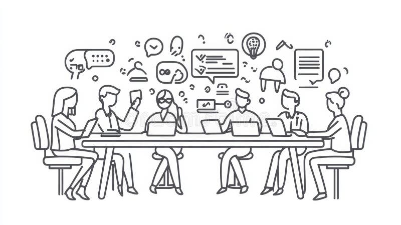 A Team of Six Individuals Collaborate and Brainstorm at a Table ...