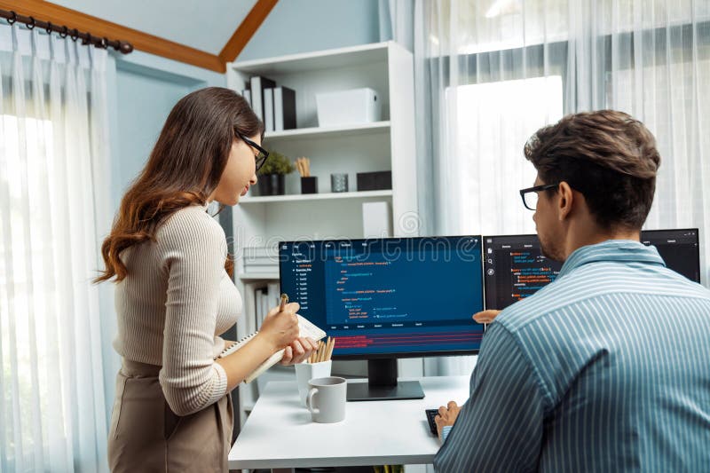 Developers Program Coding Discussing Website Planning Software. Postulate. Stock Image - Image ...