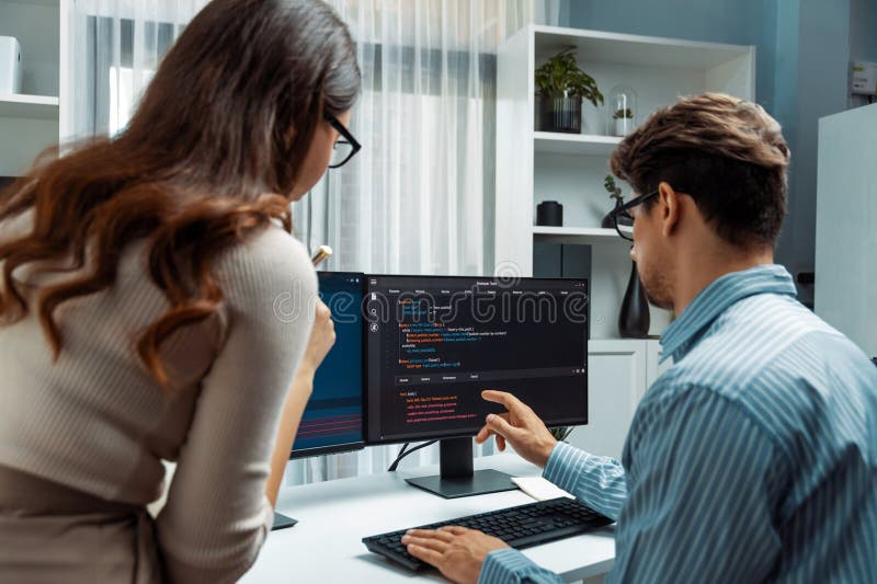 Developers Program Coding Discussing Website Planning Software Postulate Stock Image Image