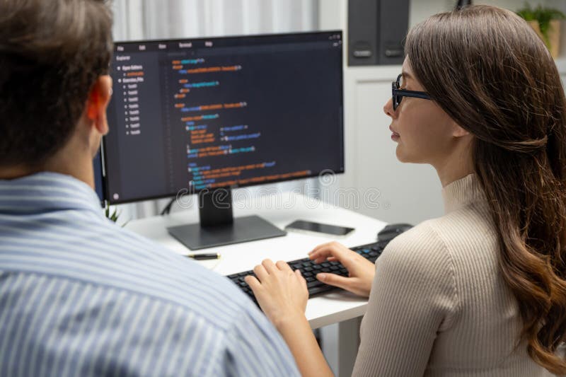 Developers Program Coding Discussing Website Planning Software Postulate Stock Image Image