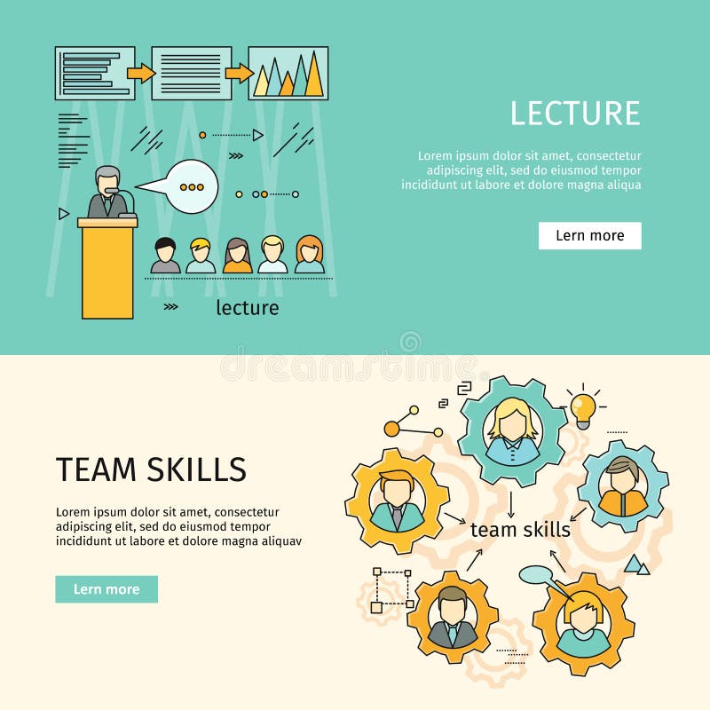 Team Skills and Business Lecture Banners Stock Vector - Illustration of ...