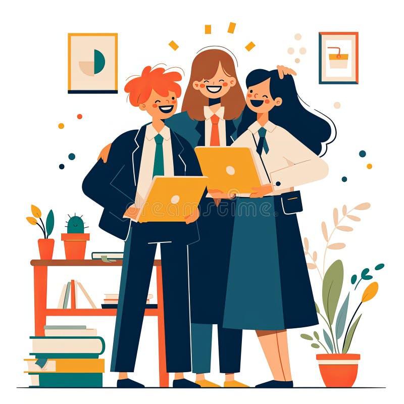 Team of Smiling Colleagues Collaborating in a Modern Office Environment ...