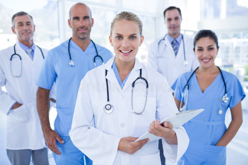 Team of Smiling Doctors Looking at Camera Stock Image - Image of ...