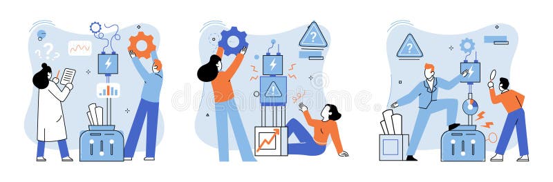 Team Solving Complex Problems. Teamwork Metaphor. Miniature Scene of ...