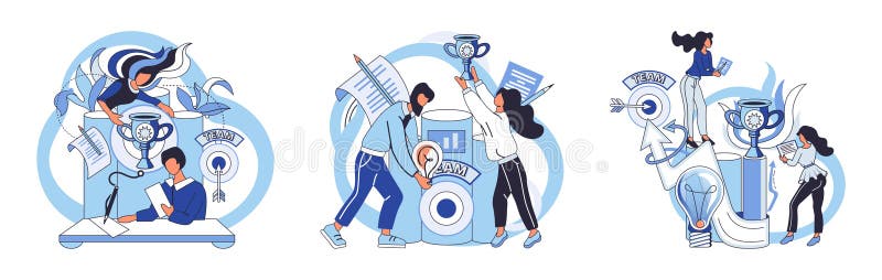 Team Solving Complex Problems. Teamwork Metaphor. Miniature Scene of ...