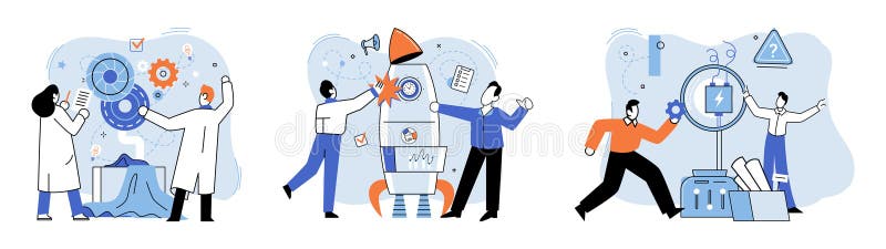 Team Solving Problems. People Try Find Solutions and Solve Problem in ...